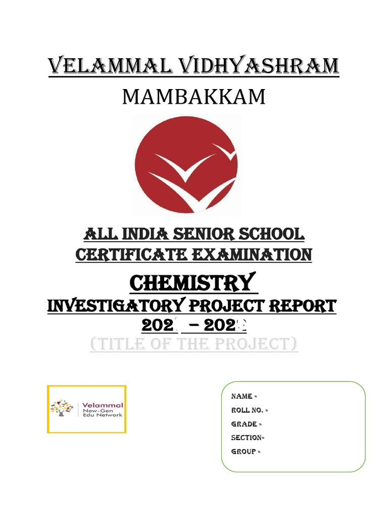 PROJECT TITLE SHEET Chemistry | PDF