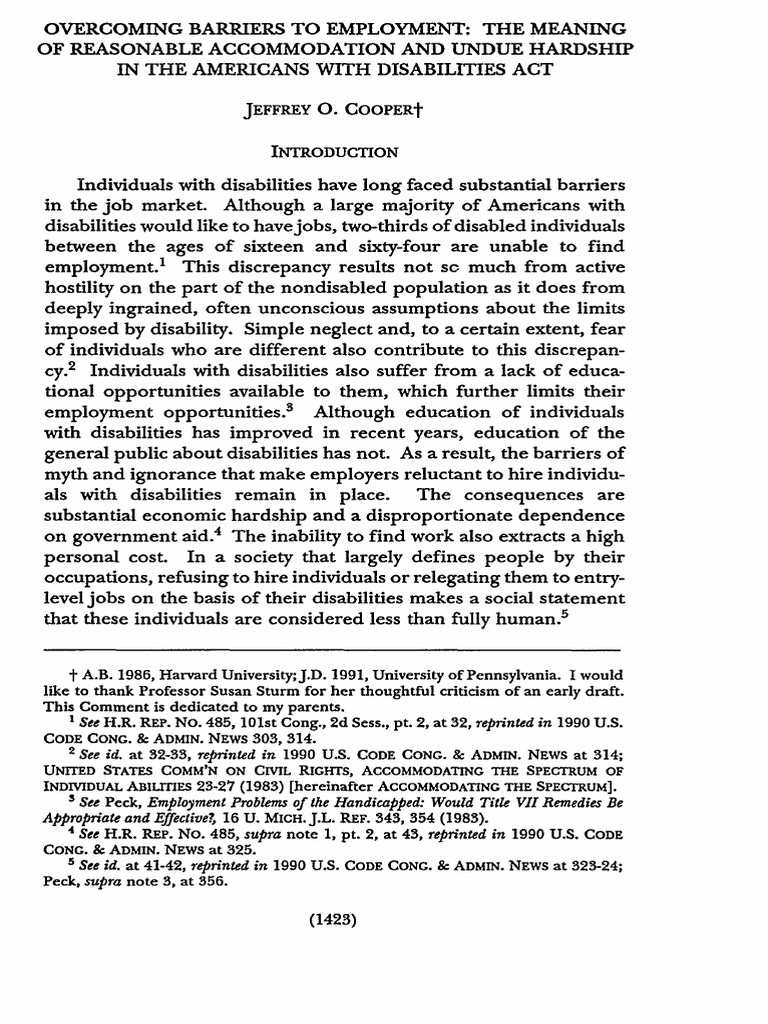 Overcoming Barriers To Employment The Meaning of Reasonable Acco | PDF ...