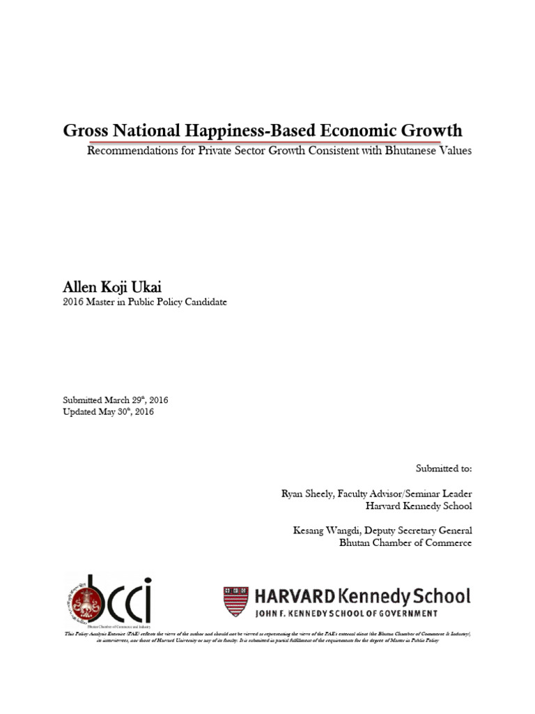 Gross National Happiness-Based Economic Growth - Allen Koji Ukai ...