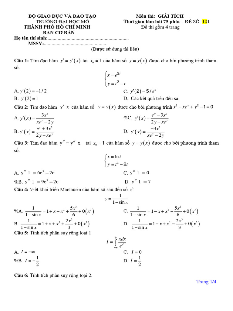 Y Yx X y Yx: Trang 1/4 | PDF