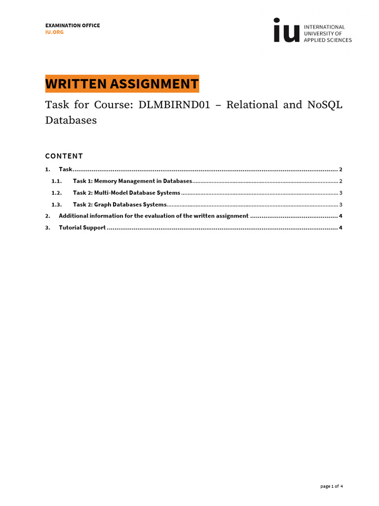 Task - Written Assignment - DLMBIRND01 | Download Free PDF | Databases | No Sql