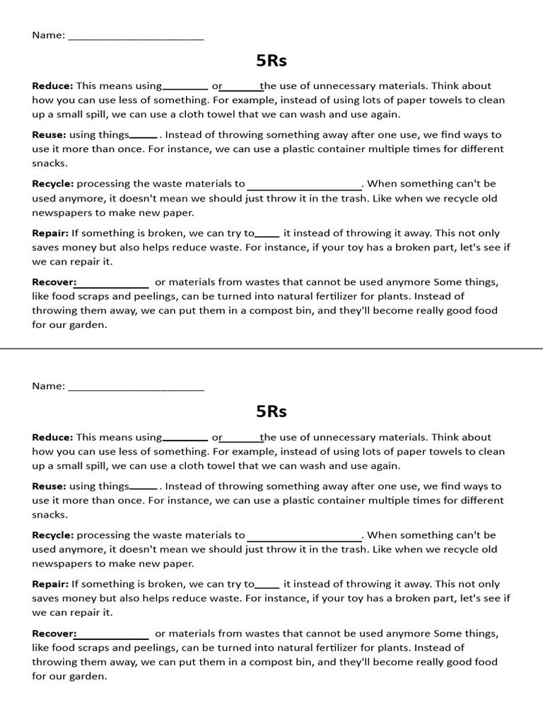Activity Science Demo 5Rs | PDF | Waste | Recycling