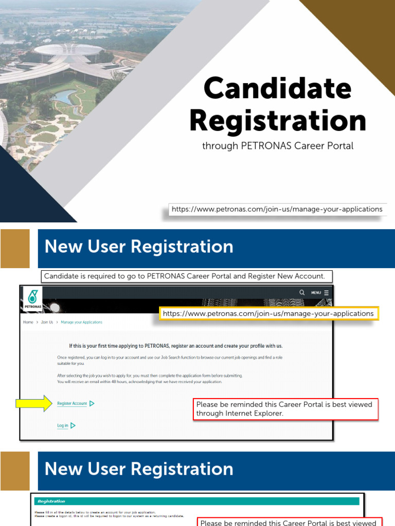 Guideline On PETRONAS Career Portal - Candidate Registration | PDF ...
