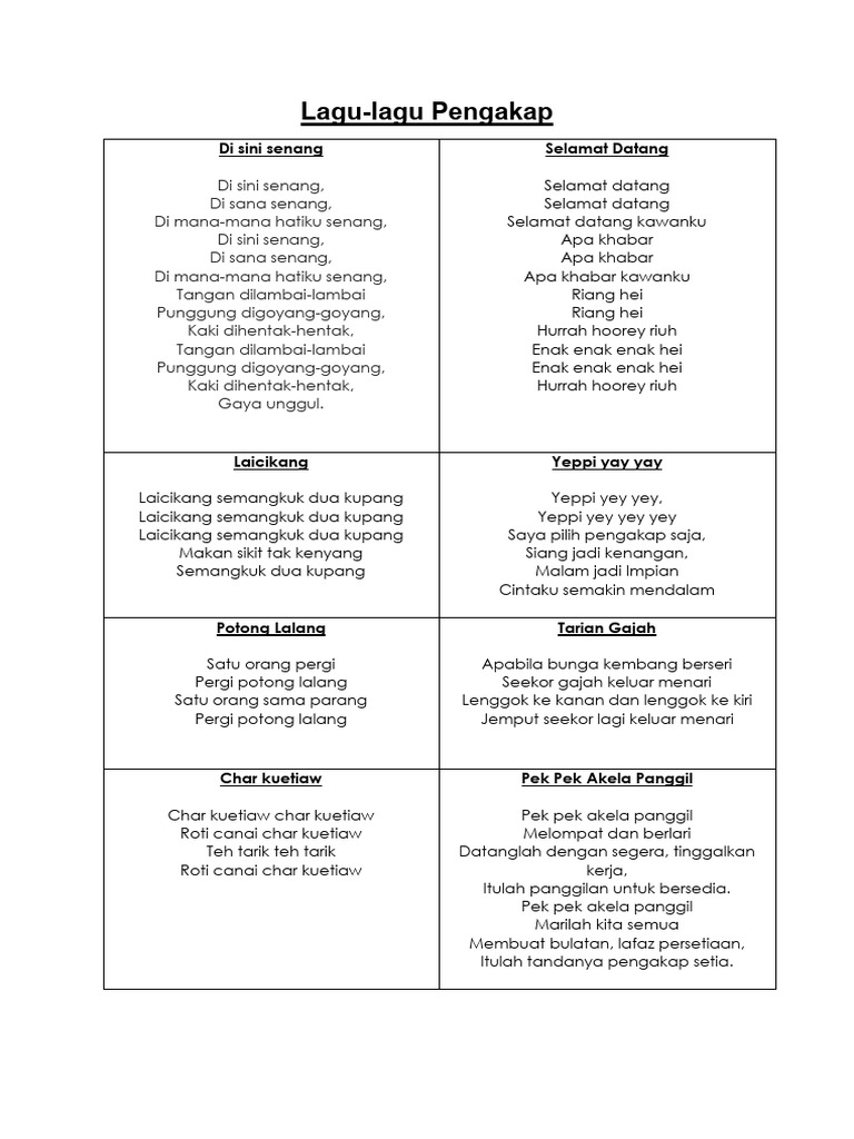 Lagu-Lagu Pengakap | PDF | Memasak, Makanan, & Anggur | Agama ...
