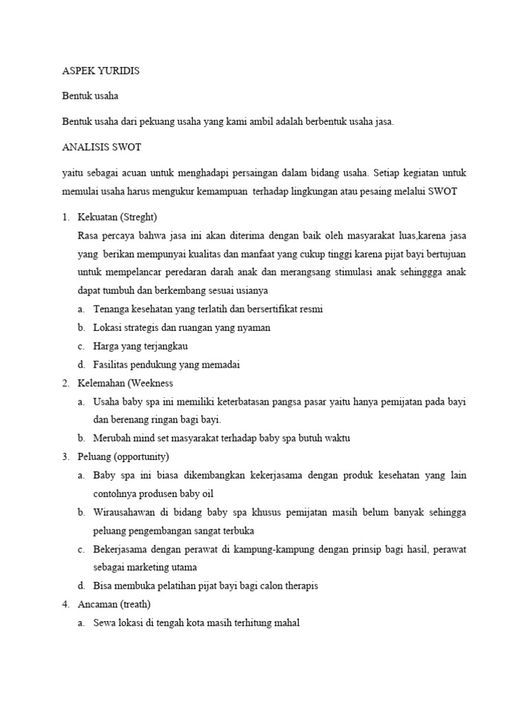 Aspek Yuridis Swot & Kesimpulan | PDF | Pengembangan Diri