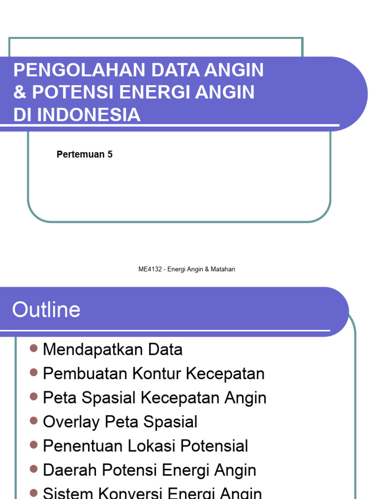 Pengolahan Data Angin & Potensi Energi Angin Di Indonesia | PDF