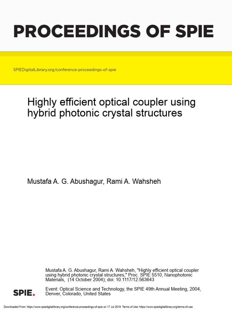 29 - 2004 - SPIE - Highly Efficient Optical Coupler Using Hybrid ...