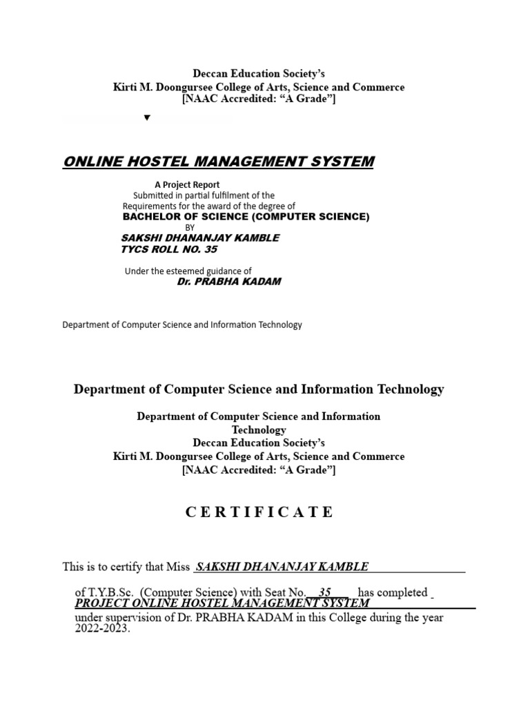 Online Hostel Management System Project | PDF | Php | World Wide Web