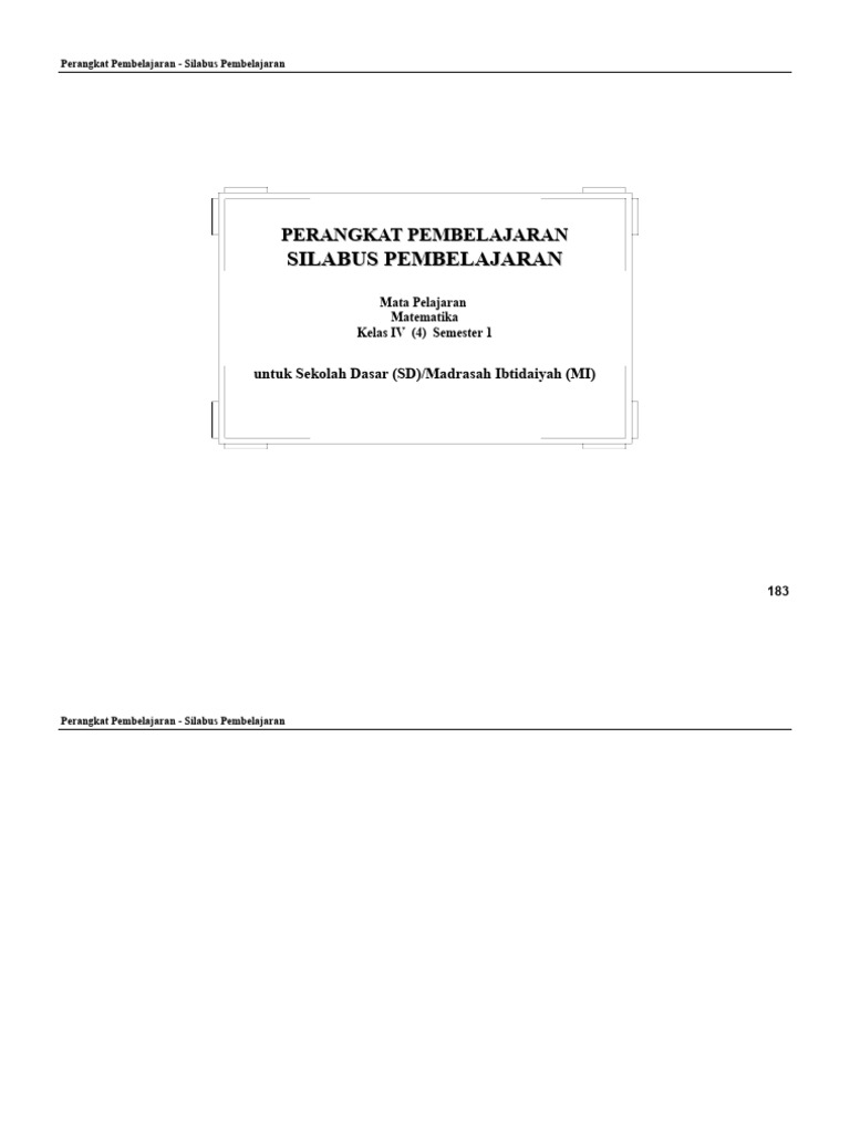 Silabus Matematika Kelas 4 Semester 1 | PDF