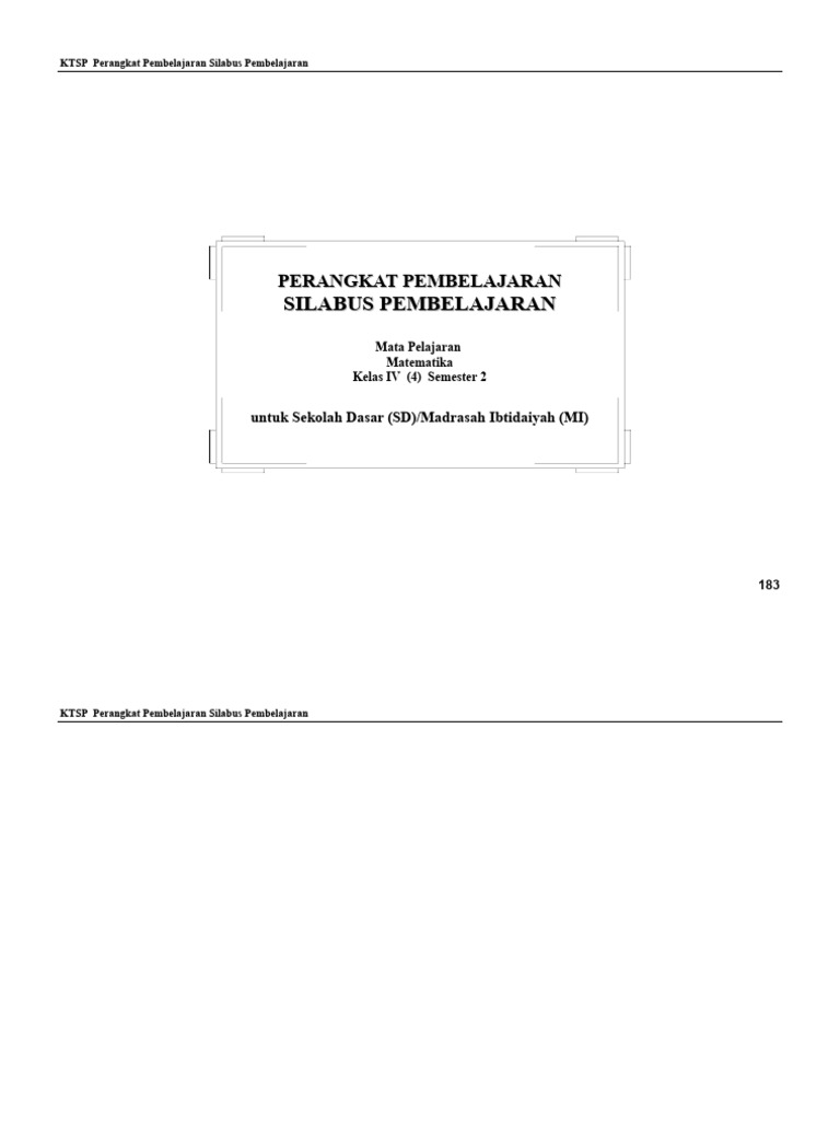 Silabus Matematika Kelas 4 Semester 2 | PDF