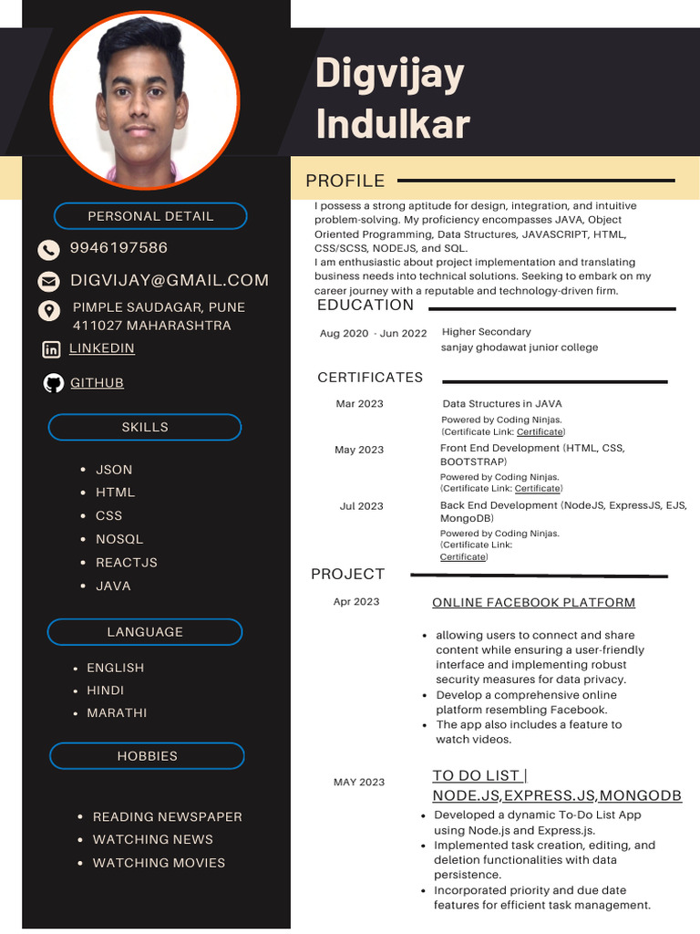 White Simple Student CV Resume | PDF | Java Script | Software Engineering