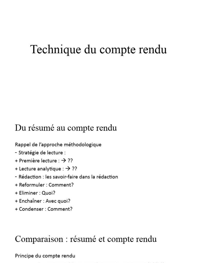 Technique Du Compte Rendu | PDF | Évolution de carrière