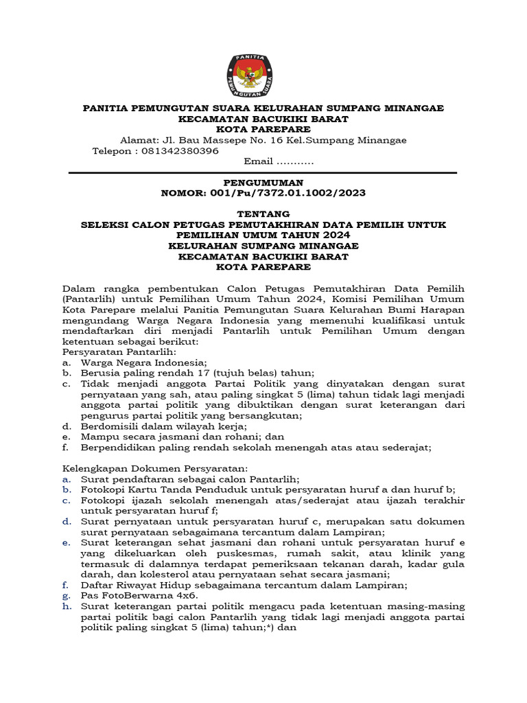 Form. Pantarlih | PDF