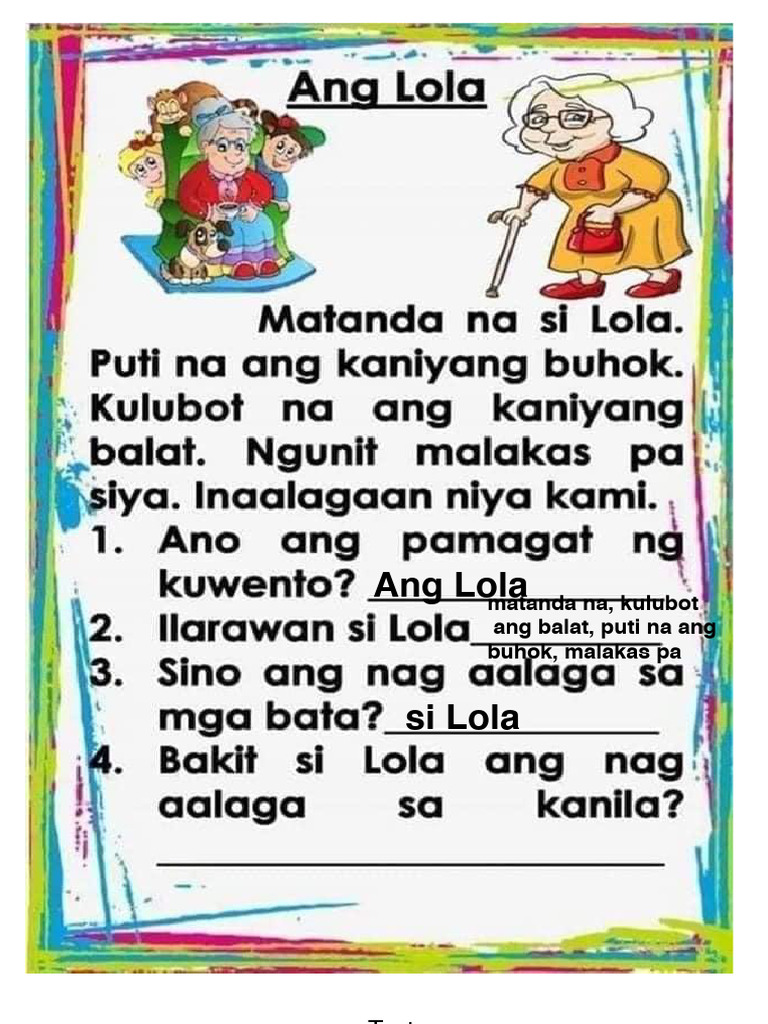 Filipino Reading Comprehension (Part 1) | PDF