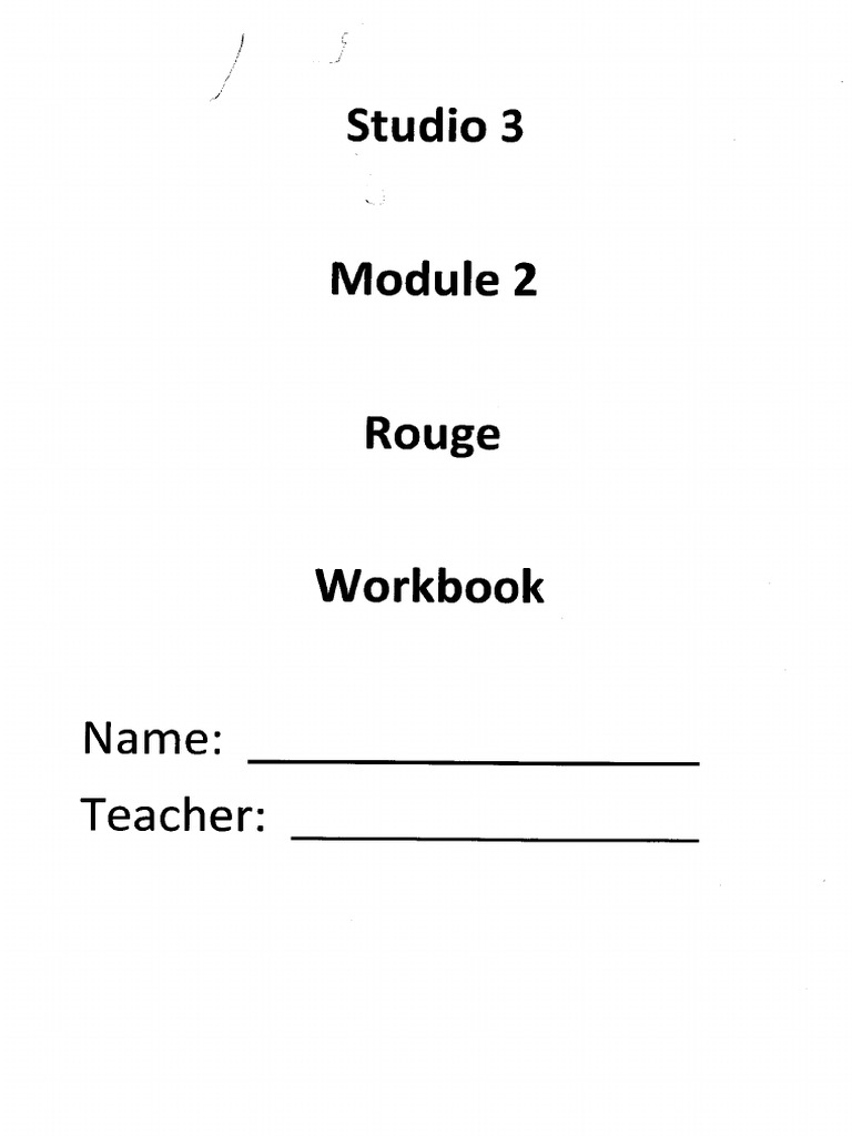 Y9 Studio 3 Module 2 Rouge Workbook | PDF