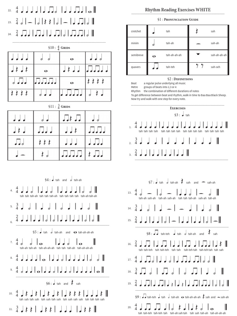 Rhythm Reading White | PDF | Music Theory | Notation