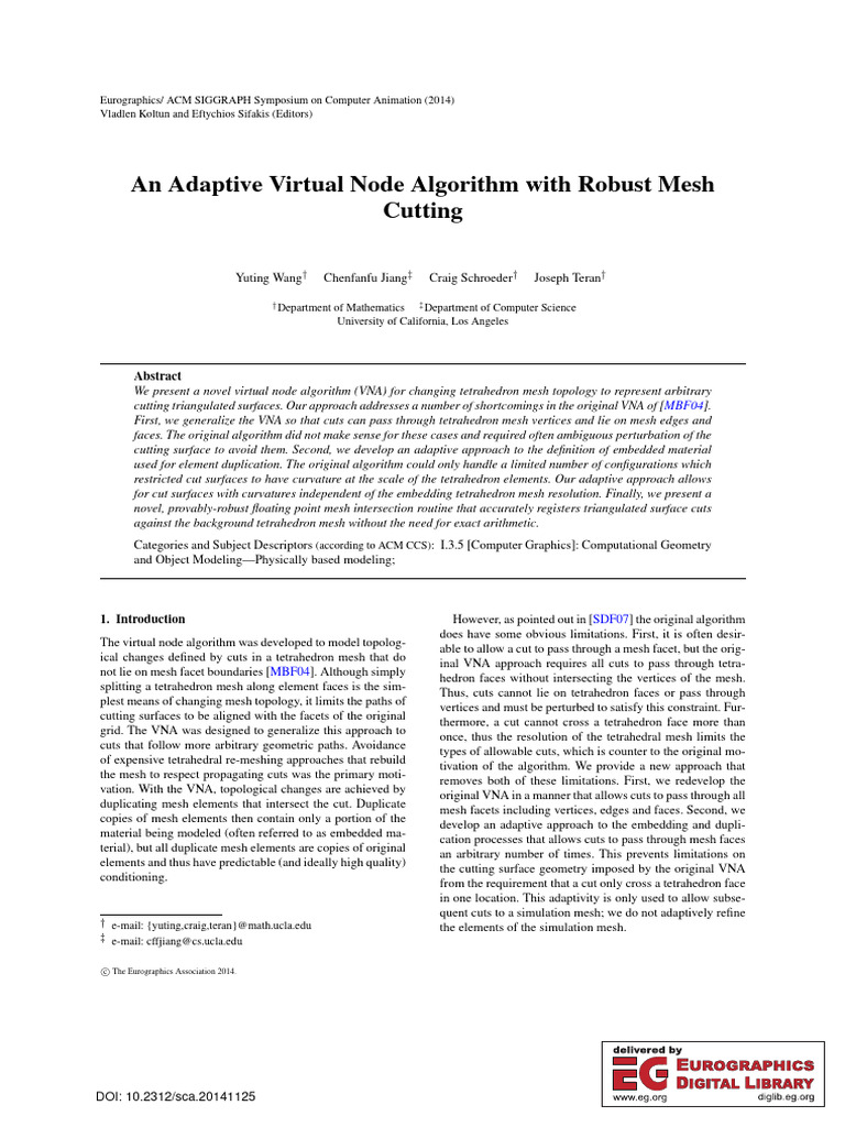 An Adaptive Virtual Node Algorithm With Robust Mesh Cutting | PDF ...