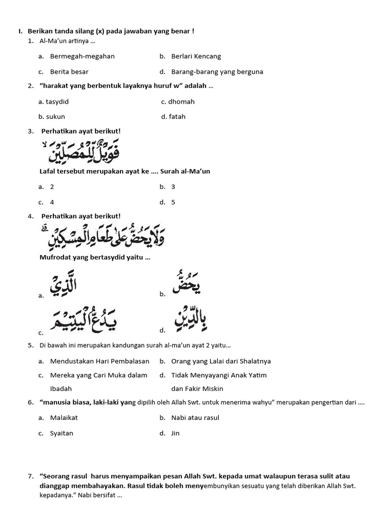 Soal PTS PAI Kelas 5 Genap K13 | PDF