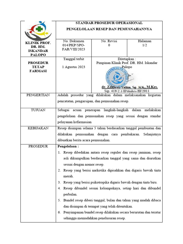 Pengelolaan Resep Dan Pemusnahannya | PDF | Pengembangan Diri