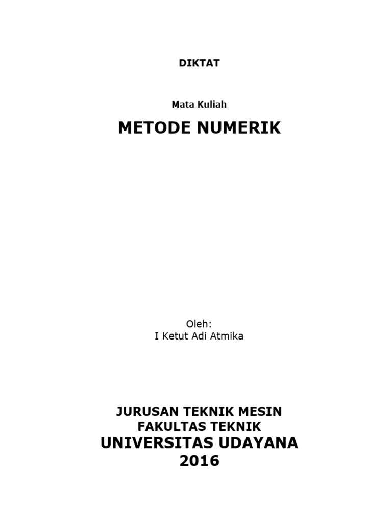 Metode Numerik Ok1 | PDF | Metode & Bahan Ajar