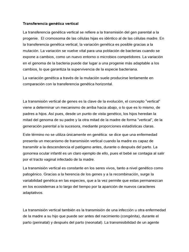 Transmision Horizontal y Vertical | PDF | Virus | Gene