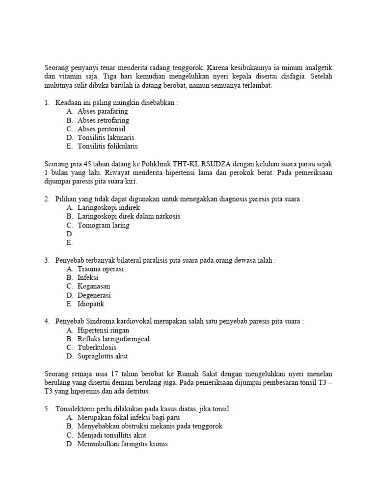 Soal Ujian Masuk THT | PDF