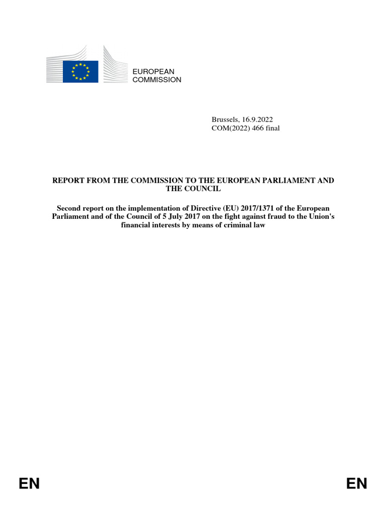 Second PIF Report, Sept 2022, COM - 2022 - 466 | PDF | European Union ...