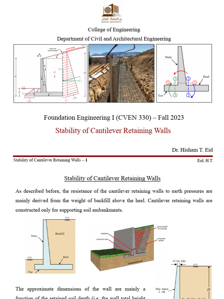 Unit 15 - Stability of Cantilever Retaining Walls | Download Free PDF | Civil Engineering ...
