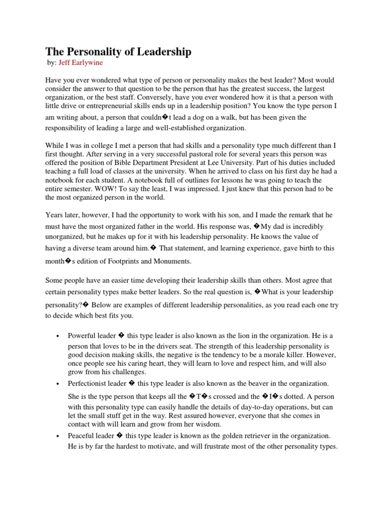 The Personality of Leadership | PDF | Rupee | Leadership