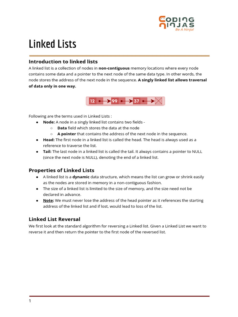 Gp Dsa Linked List Reversal Notes Pdf Pointer Computer Programming Algorithms And Data 4730