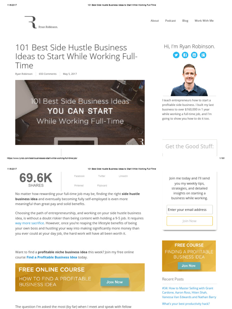 101 Best Side Hustle Business Ideas To Start While Working Full-Time ...