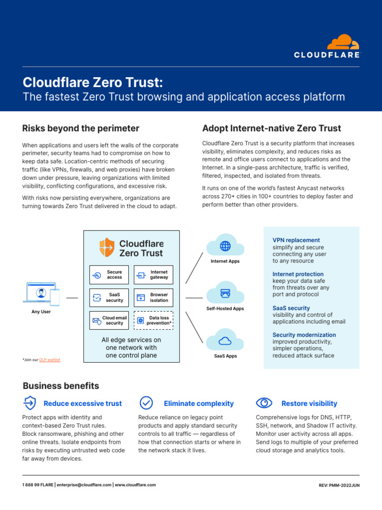 Cloudflare Zero Trust Product Brief | PDF | Security | Computer Security