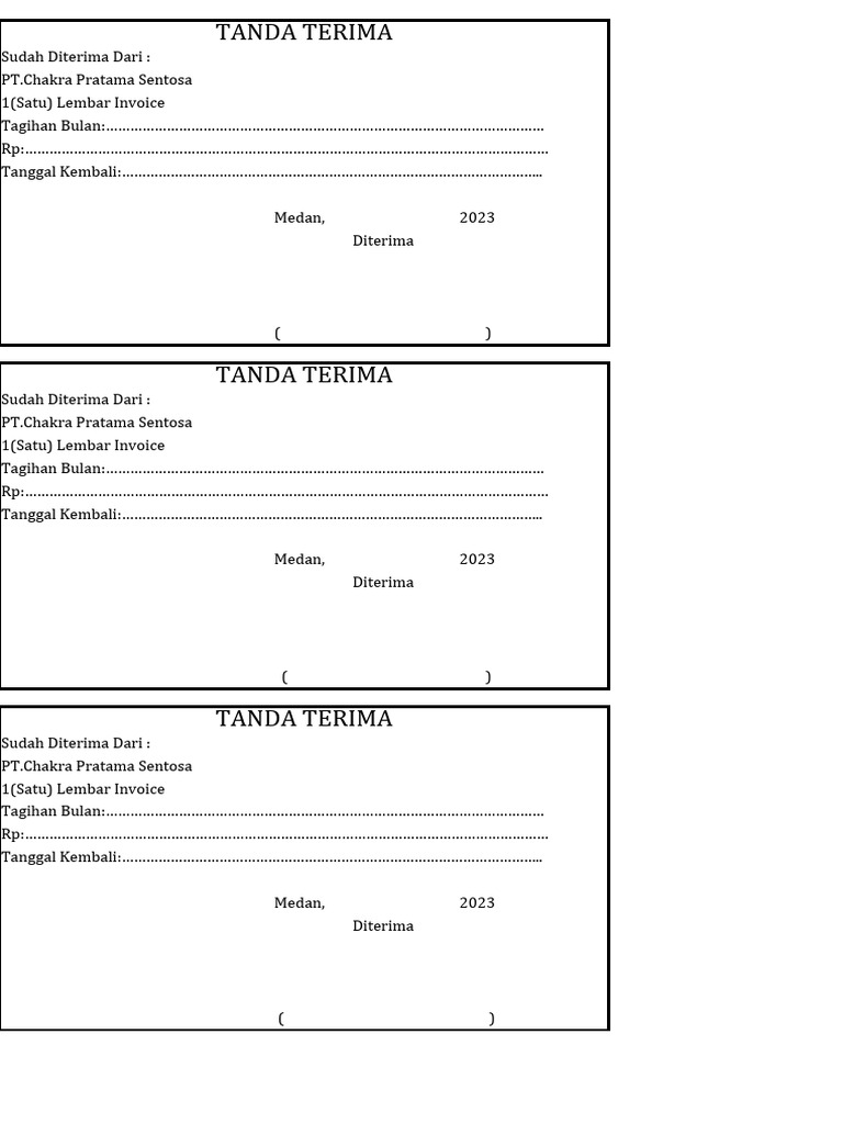 Contoh Tanda Terima Pembayaran Invoice | PDF