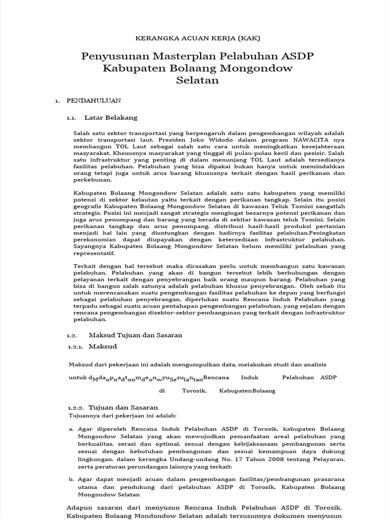 Masterplan Pelabuhan ASDP Bolaang Mongondow | PDF