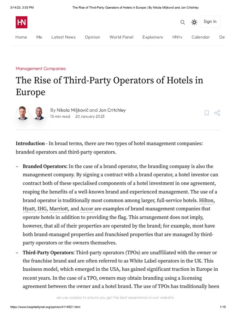 Growth of Third-Party Hotel Operators in Europe | PDF | Franchising | Brand