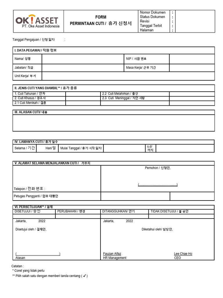 Formulir Cuti New | PDF