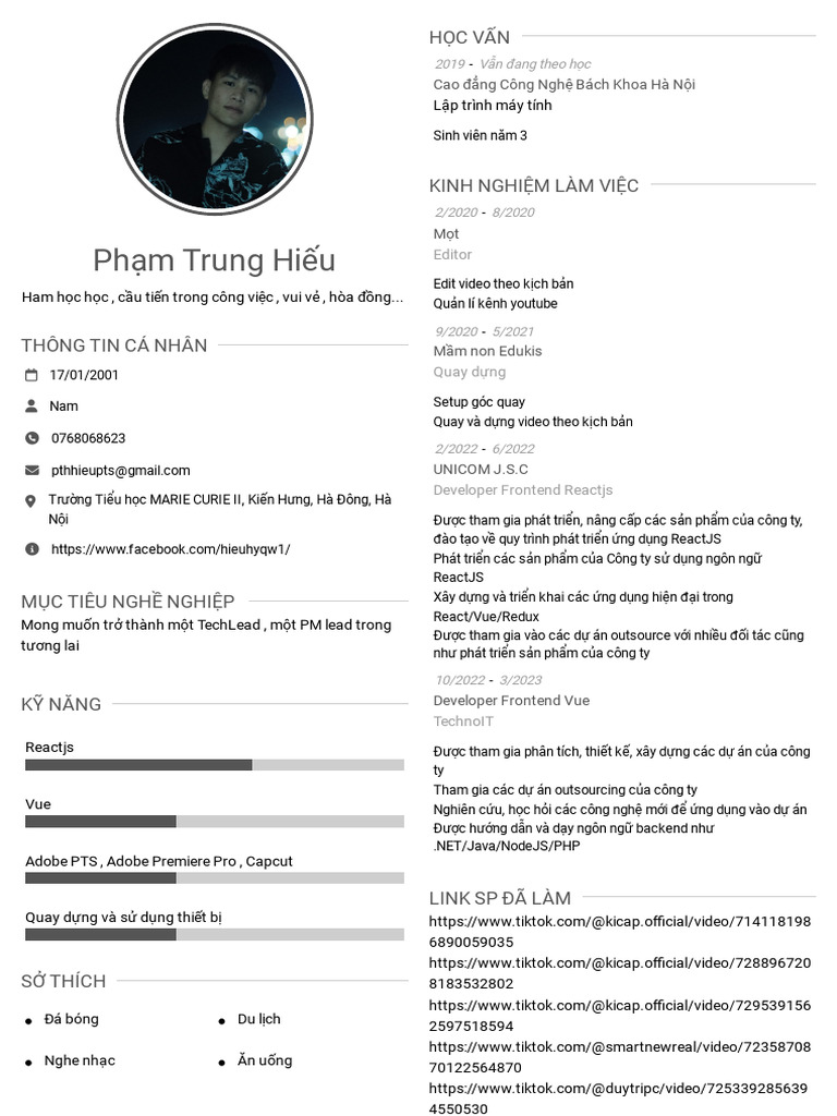 Pham Trung Hieu TopCV - VN 301123.80545 | PDF