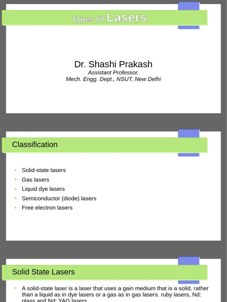 Types of Lasers | PDF | Laser | Materials Science