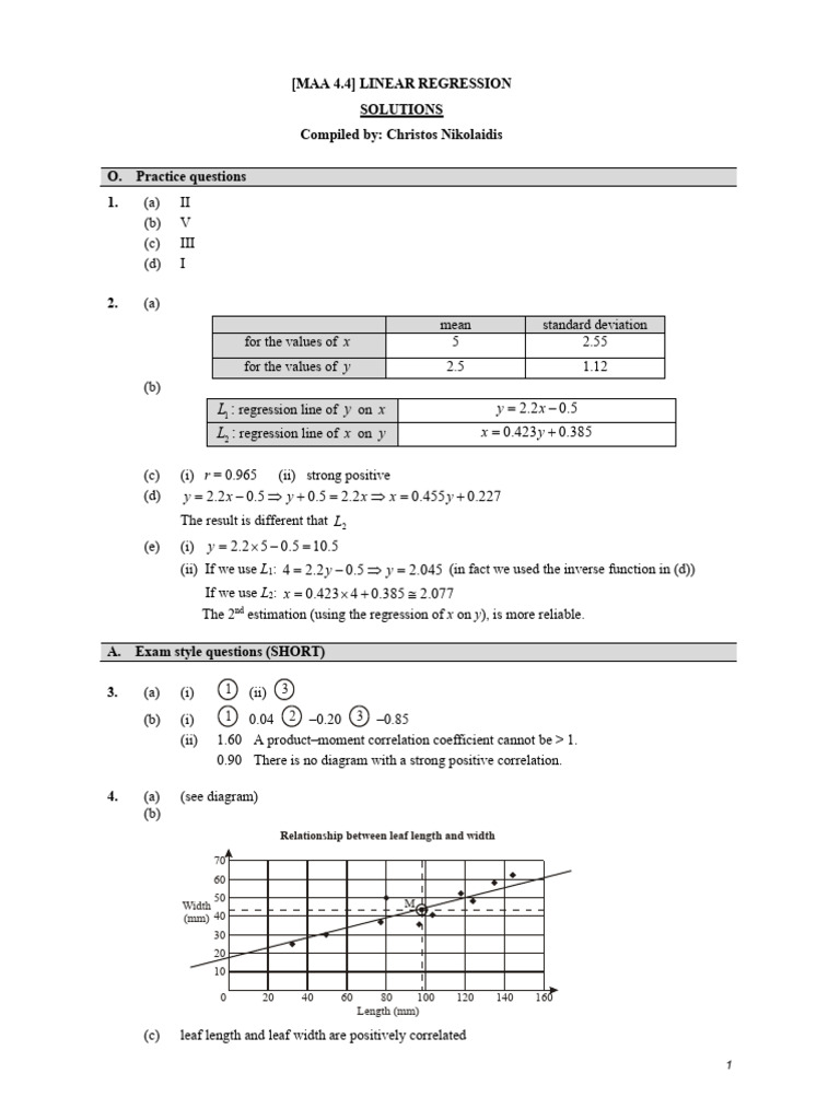 (MAA 4.4) LINEAR REGRESSION - Solutions | Download Free PDF | Linear Regression | Applied ...
