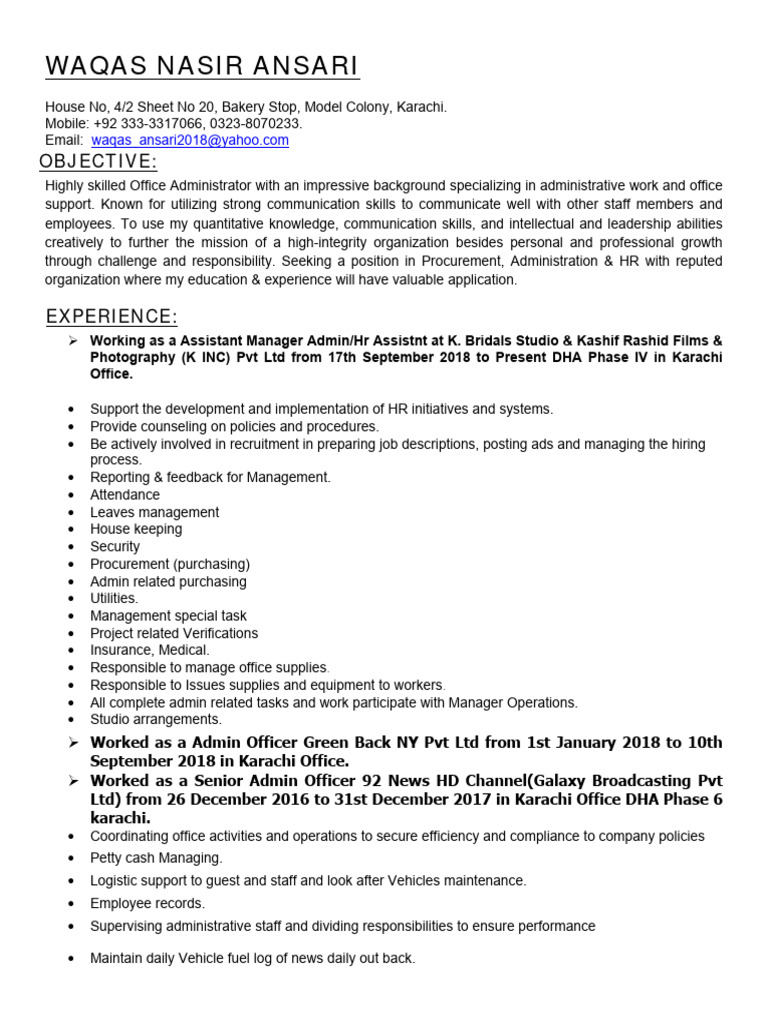 New Updated CV Waqas | PDF | Business | Economies