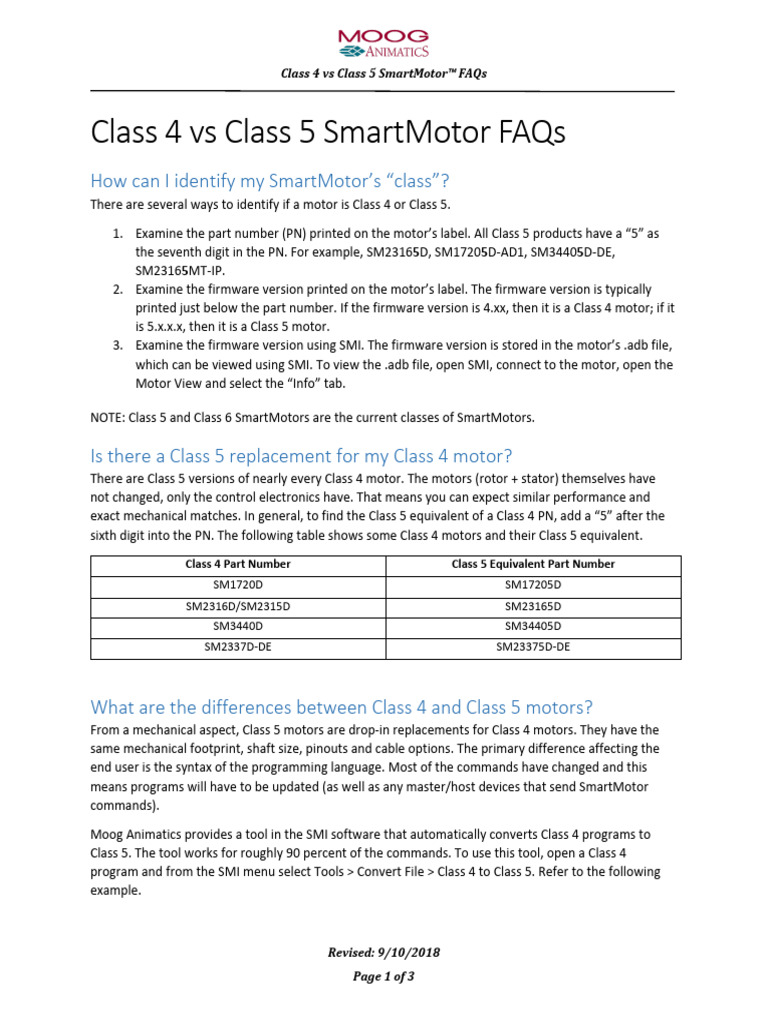 Class 4 Vs Class 5 Smartmotors Faqs | PDF | Velocity | Acceleration