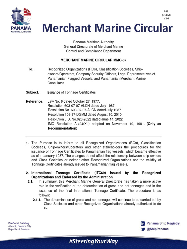 MMC 67 ITC69 January 2023 Rev RB | PDF | Tonnage | United States ...