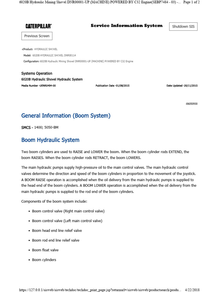 Boom Hydraulic System | PDF