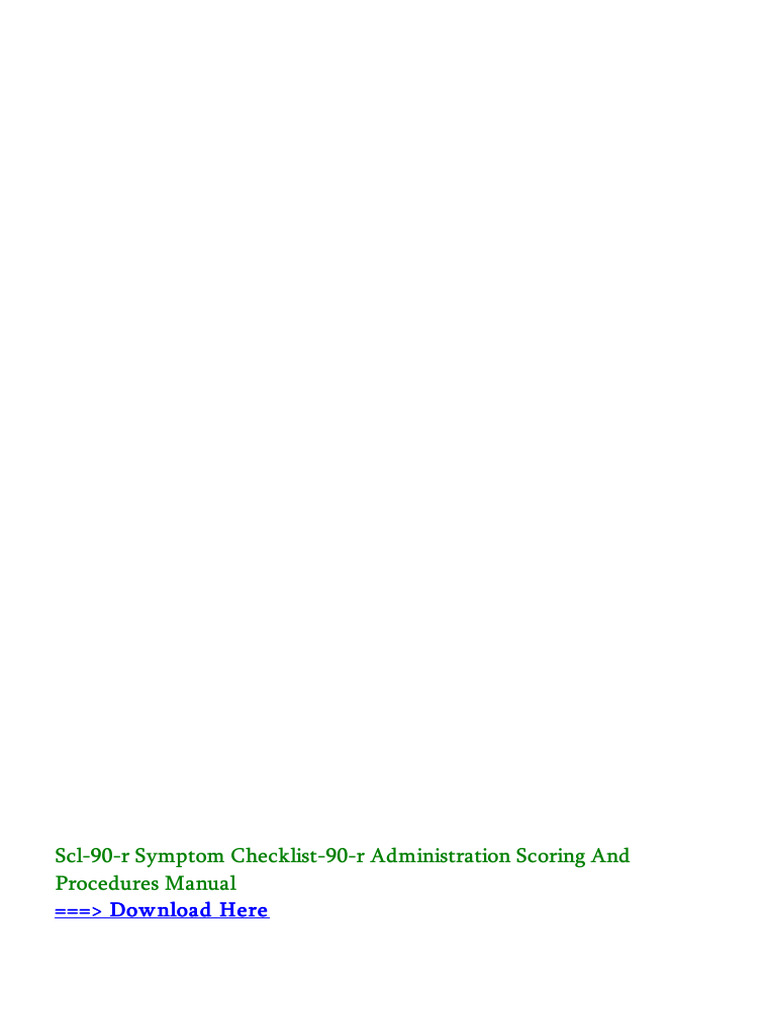 Scl-90-r Symptom Checklist-90-R Administration Scoring and | PDF | Mental Disorder | Psychopathology