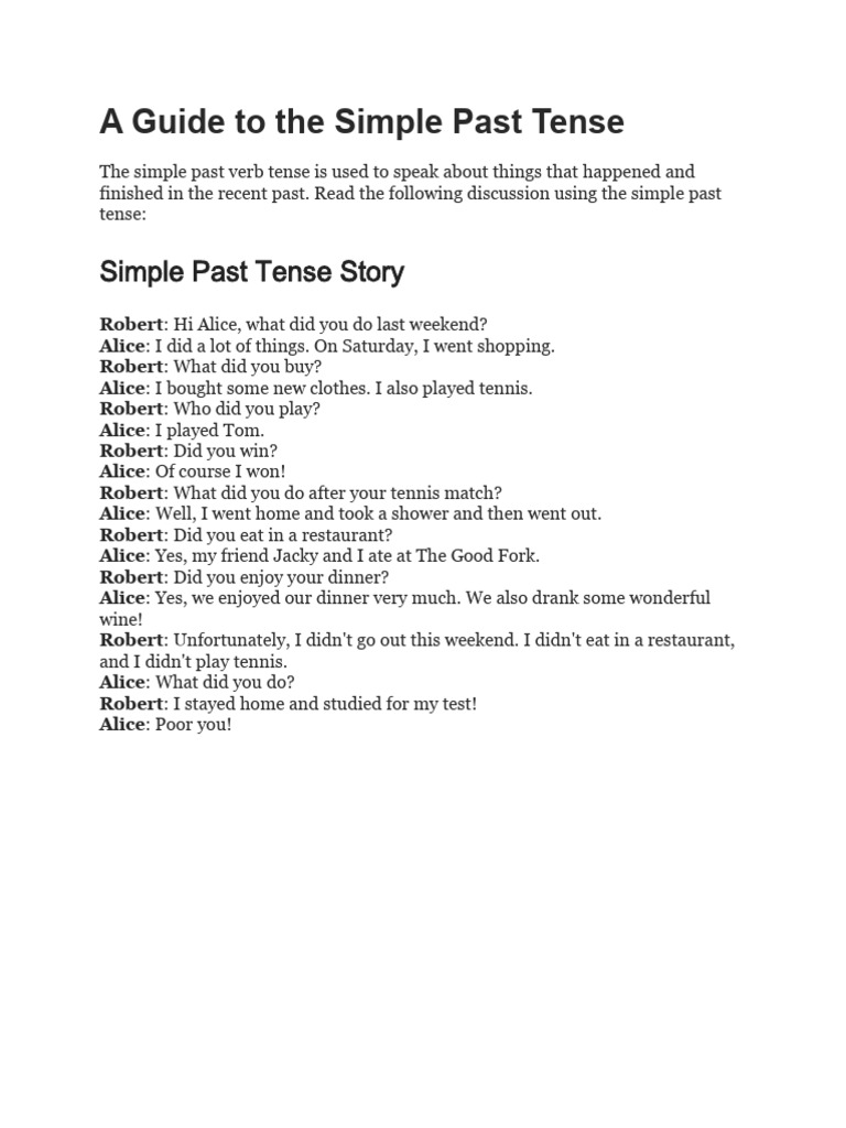 A Guide To The Simple Past Tense | PDF | Grammatical Tense | Semantic Units
