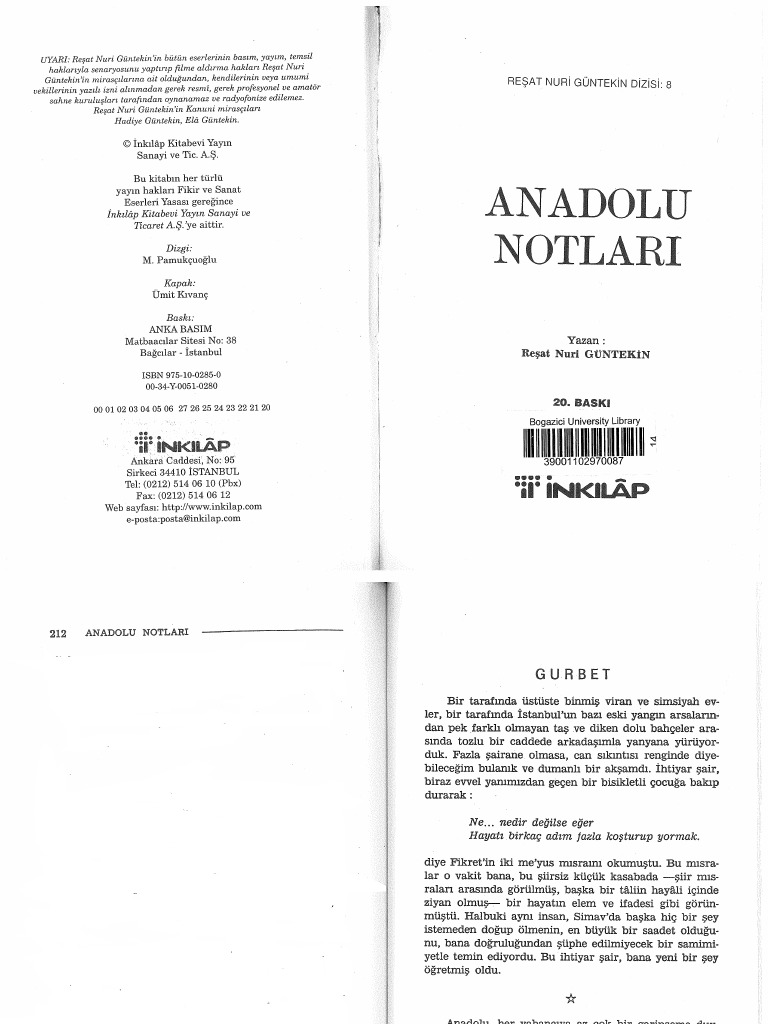 Reşat Nuri Güntekin-Gurbet | PDF