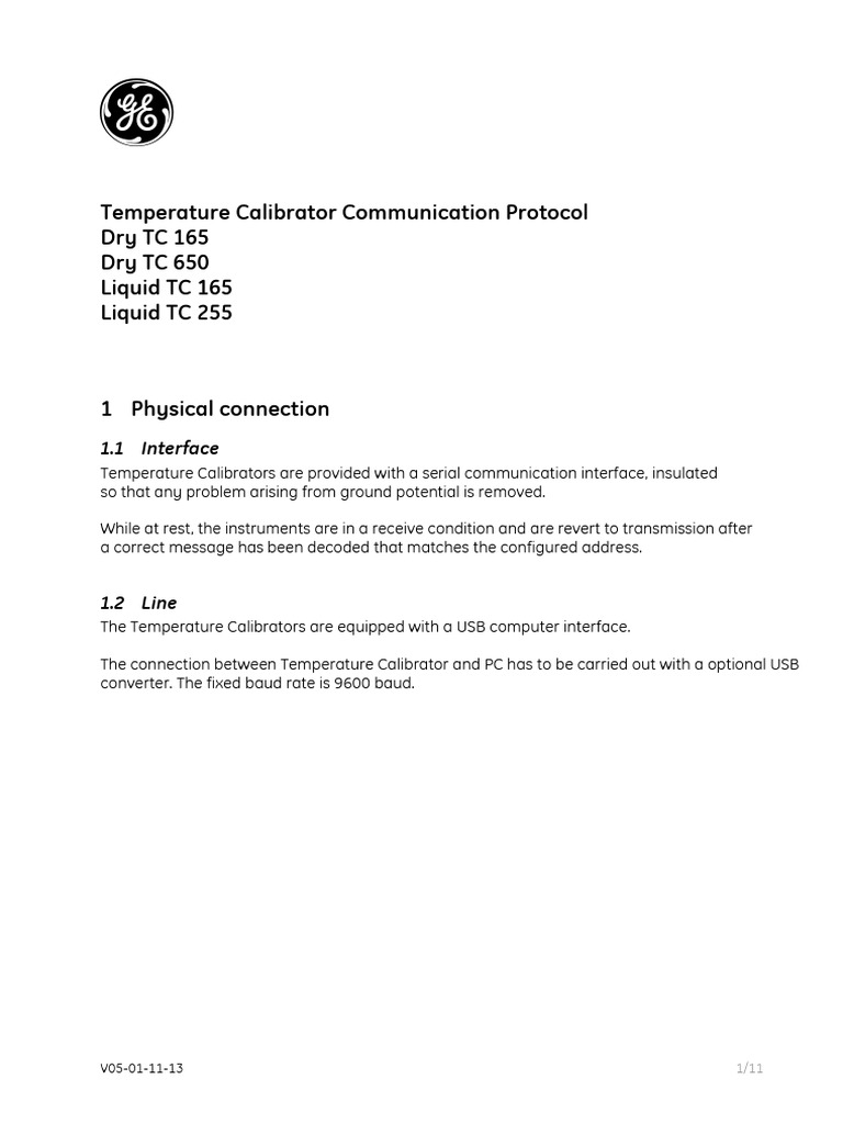 GE Temperature Calibrator Communication Protocol | PDF | Integer ...