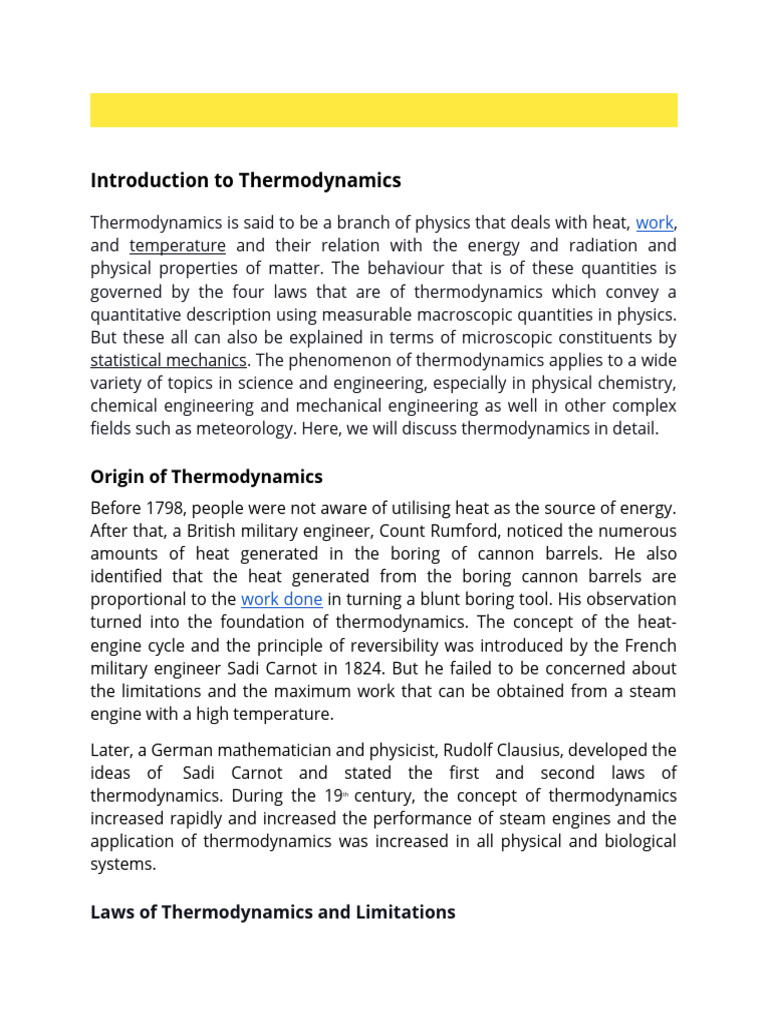 PHY101 Introduction To Thermodynamics | PDF | Thermodynamics | Heat