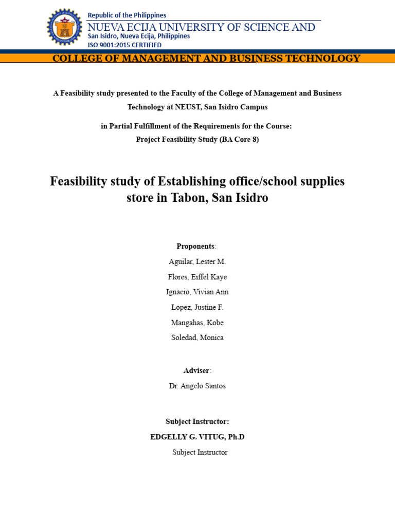 Project Feasibility Study Concept Paper Form | PDF | Retail | Sales