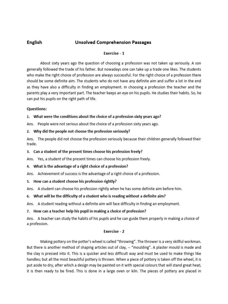 Unsolved Comprehension Passages | PDF | All India Muslim League | Pottery